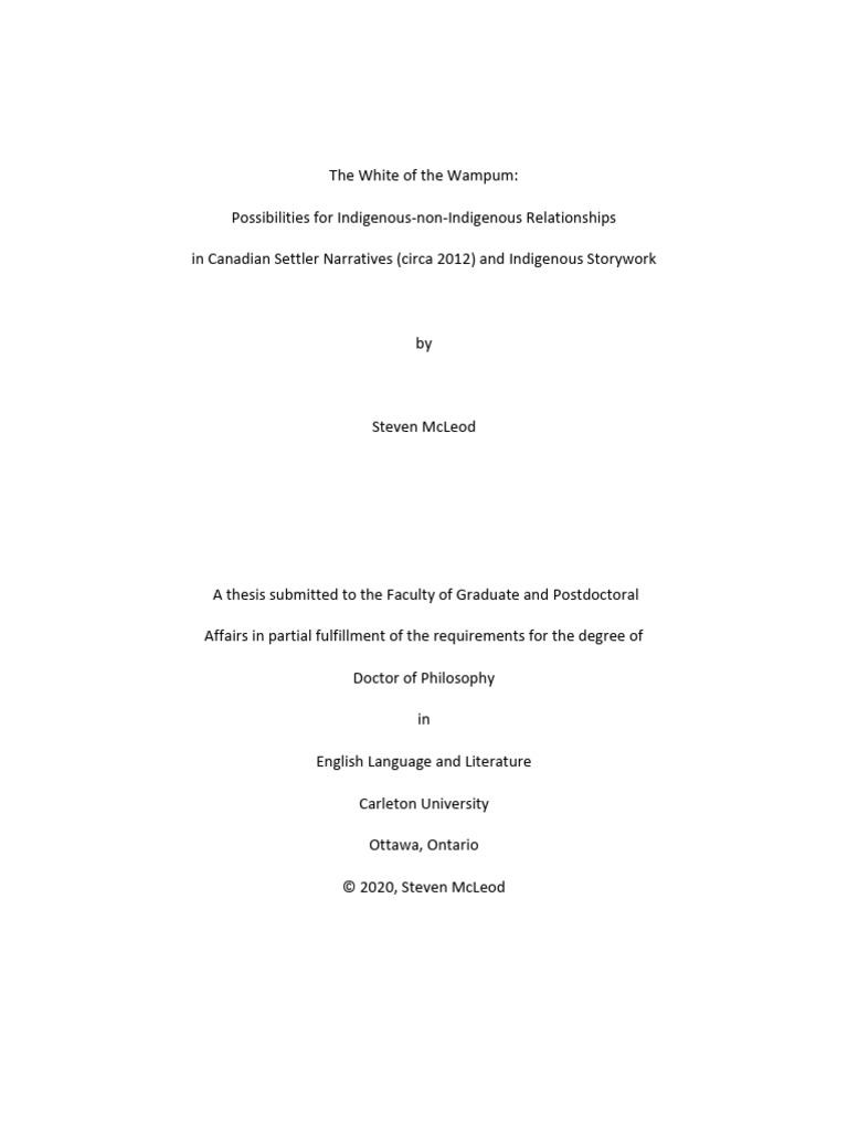 Mcleod Thewhiteofthewampumpossibilitiesforindigenousnon | PDF | Discourse | Indigenous Peoples