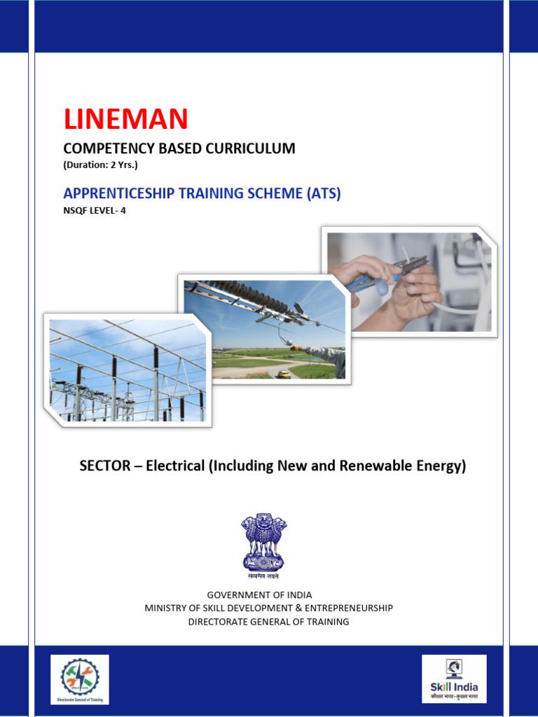 ATS Lineman NSQF 4 | PDF | Electrical Wiring | Apprenticeship