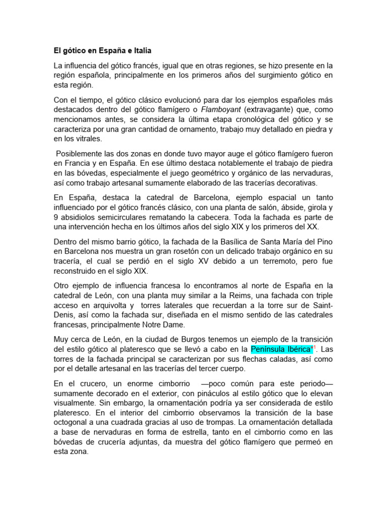 Gótico en España e Italia: Influencias y Ejemplos | PDF | Arquitectura ...