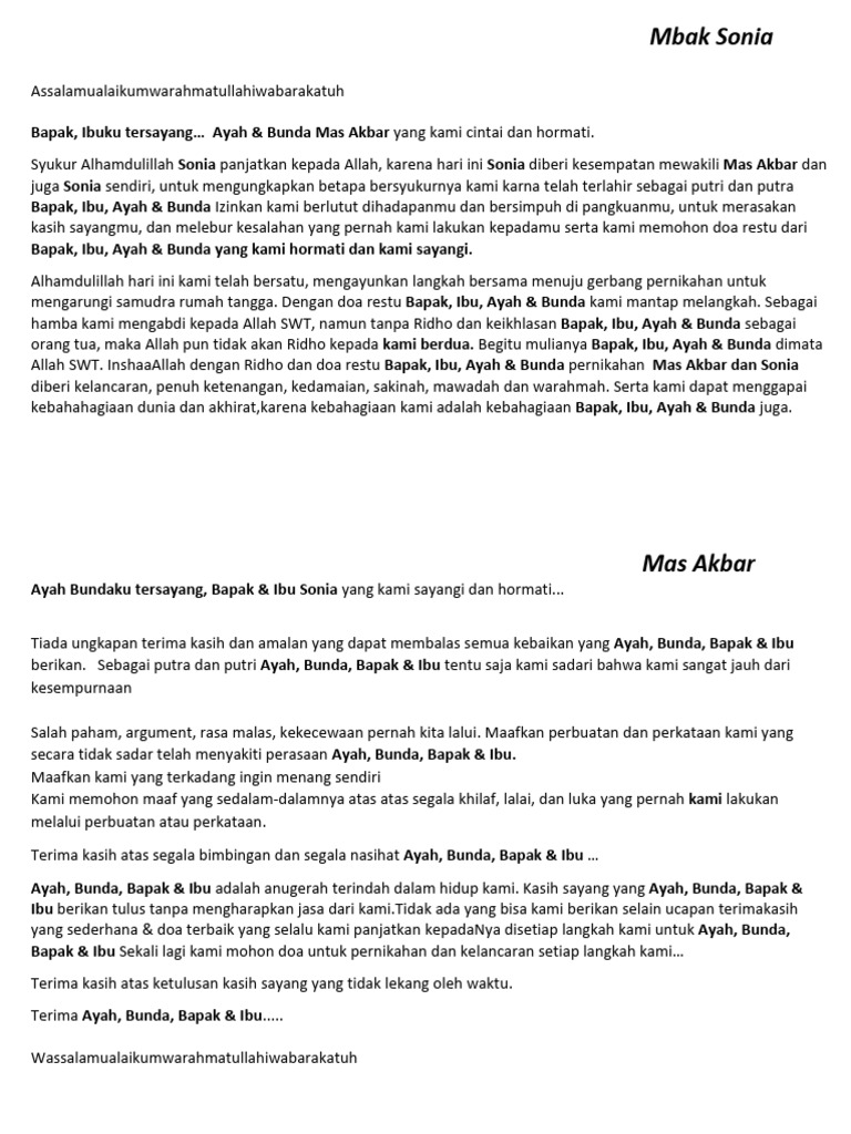 Ucapan Permintaan Maaf | PDF