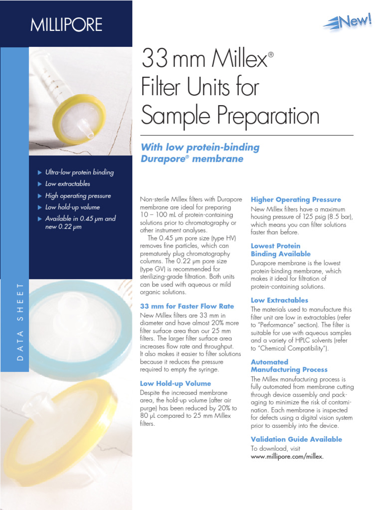 Durapore 33 MM Millex | PDF | Filtration | High Performance Liquid ...