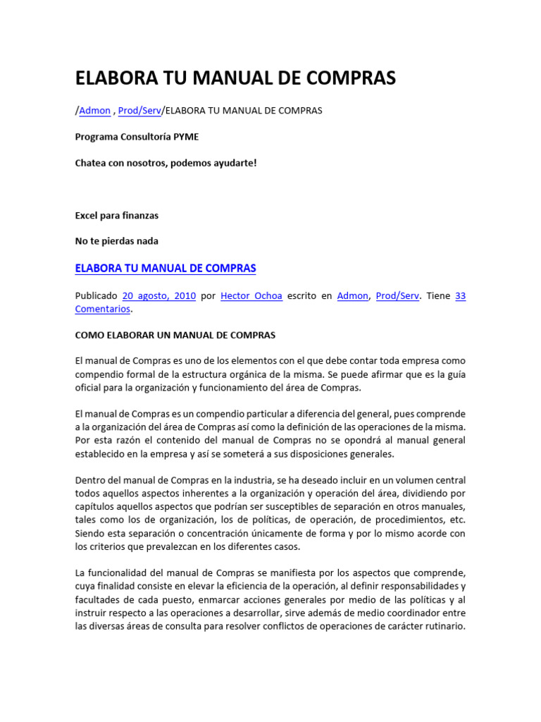Manual de Compras: Guía Completa | PDF | Business
