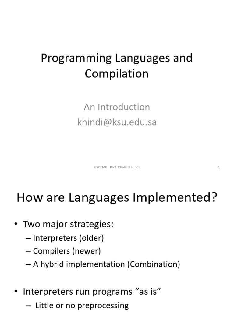 Introduction To Programming Languages and Compilation | PDF ... Introduction To Programming Languages and Compilation | PDF ...