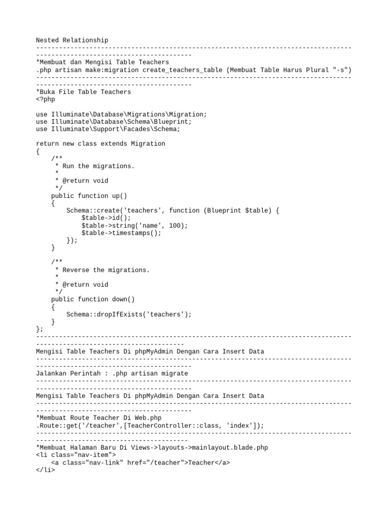 Belajar Laravel 14-Nested Relationship | Download Free PDF | Computer Data | Databases