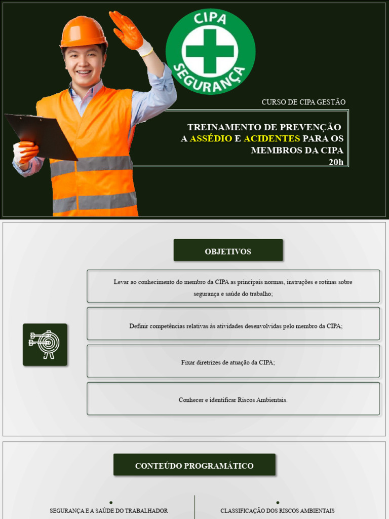 Treinamento CIPA: Prevenção de Acidentes | PDF | Fatores humanos e ...