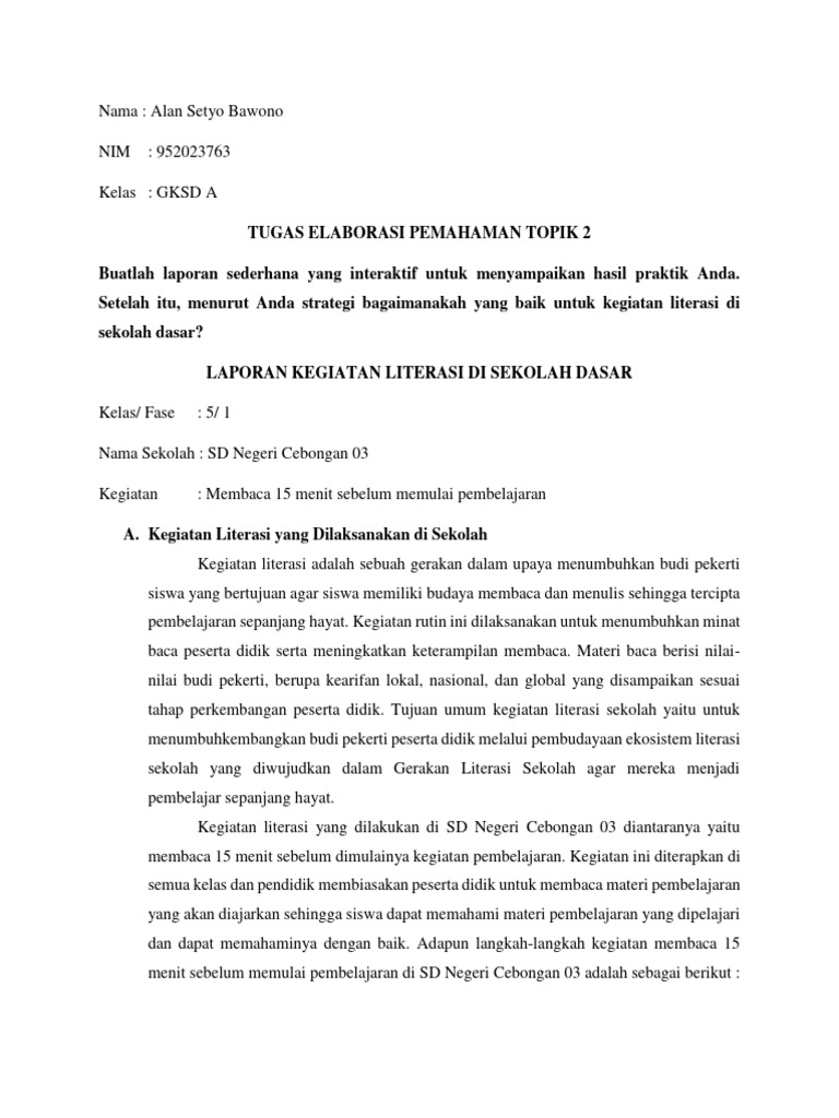 Tugas Elaborasi Pemahaman Topik 2 - Alan Setyo Bawono - GKSD A | PDF