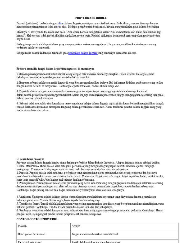 Proverb and Riddle | PDF