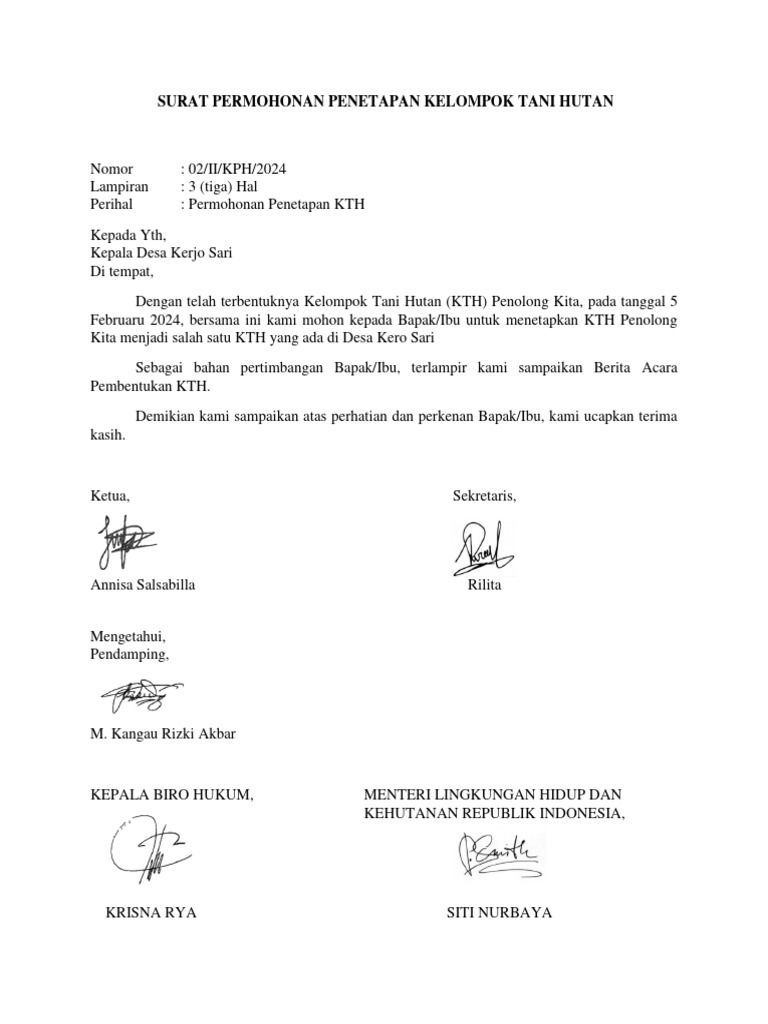 Format Pembentukan KTH | PDF | Perjalanan | Griya & Taman