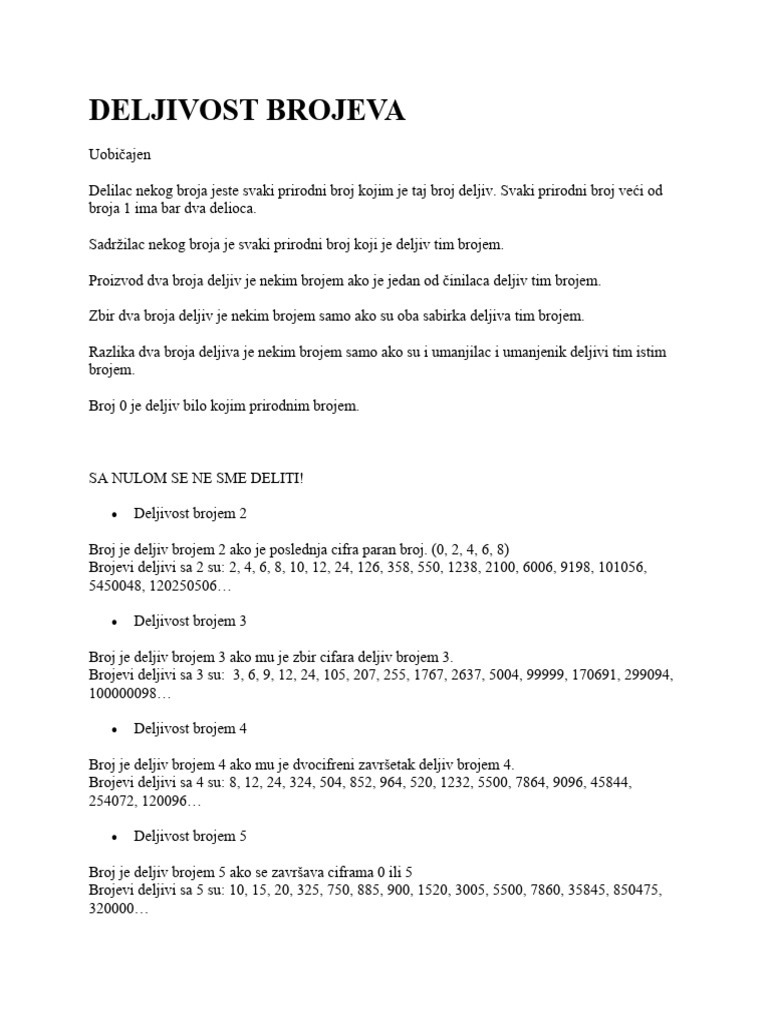 DELjIVOST BROJEVA | PDF