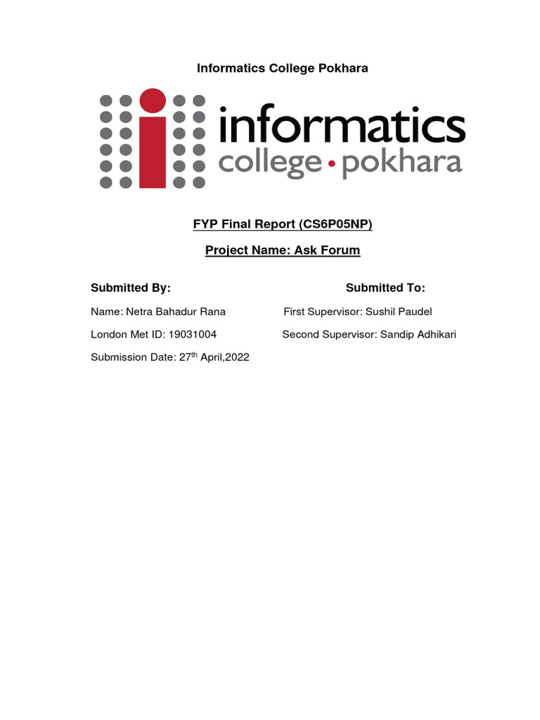 Final Year Project Report BIT | PDF | Software Development Process ...