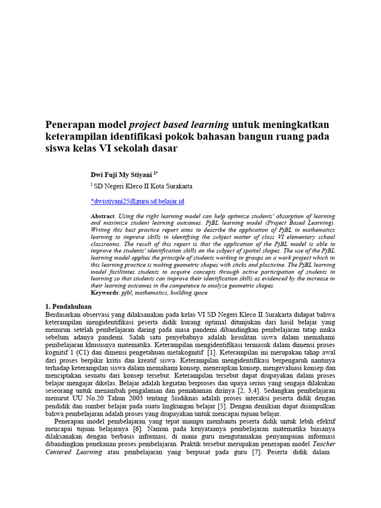 PjBL Tingkatkan Keterampilan Geometri Siswa | PDF