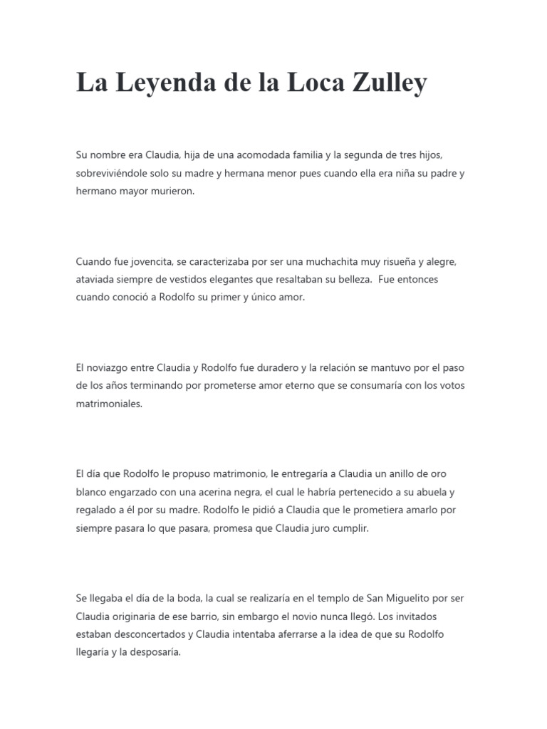 La Leyenda de La Loca Zulley | PDF | Arte | Novela negra, policíaca y ...