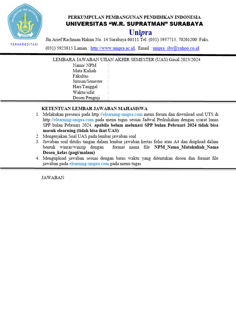 Lembar Jawaban UAS Online | PDF