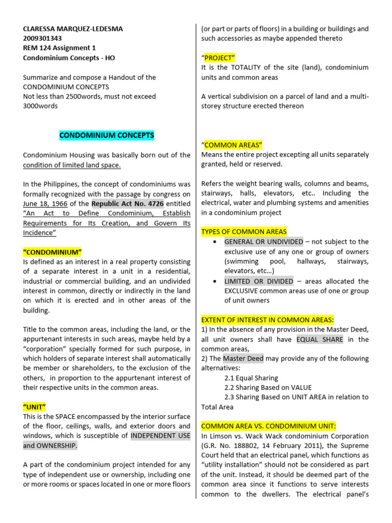 Condominium Concept Handout | PDF Condominium Concept Handout | PDF