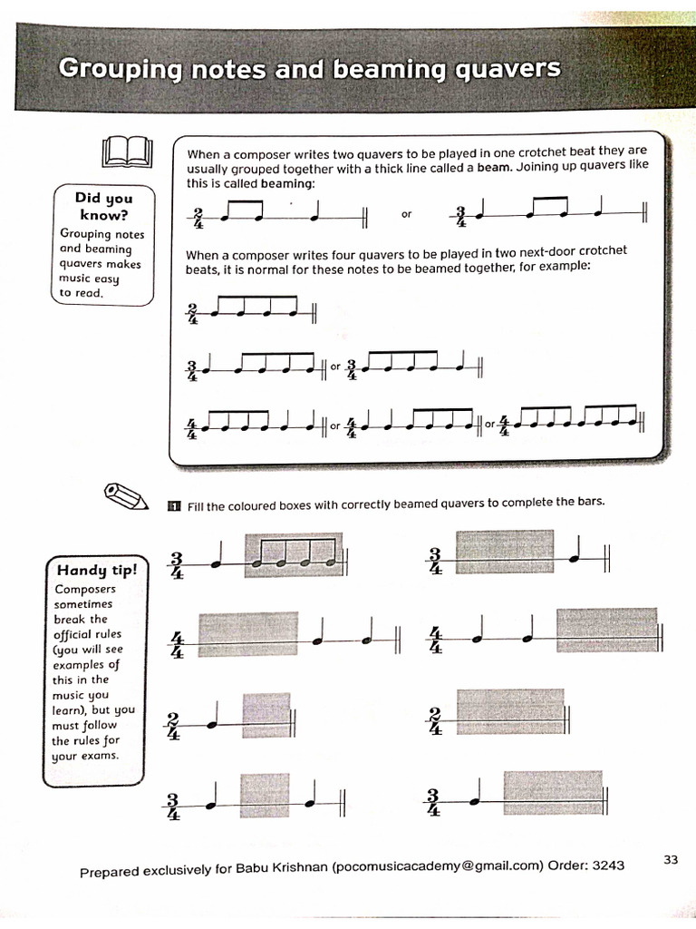 Grouping Notes and Beaming Quavers | PDF
