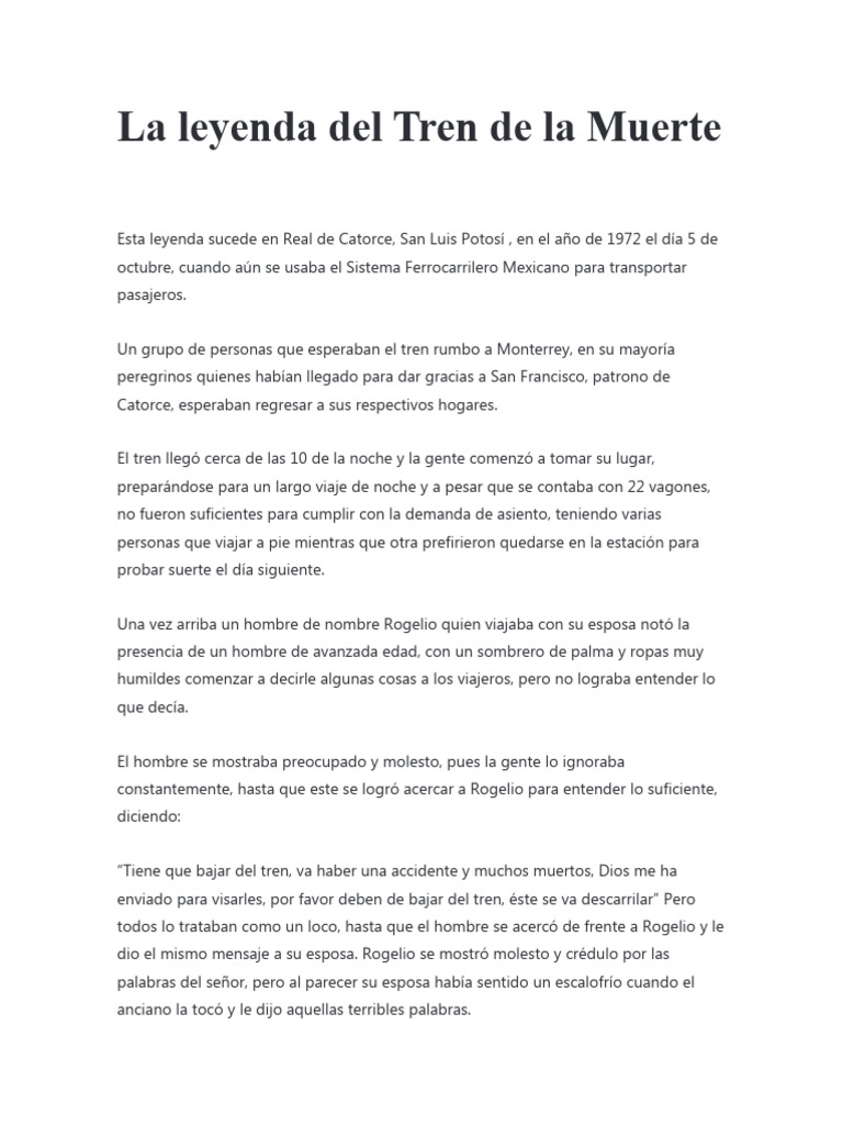 La leyenda del Tren de la Muerte | PDF | Tren