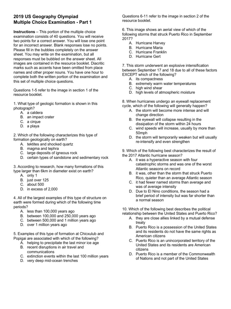 2019 USGO Multiple Choice Exam Part 1 | PDF