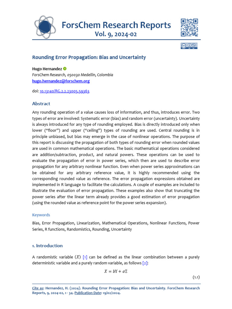 Rounding Error Propagation - Bias and Uncertainty | PDF | Rounding | Variance