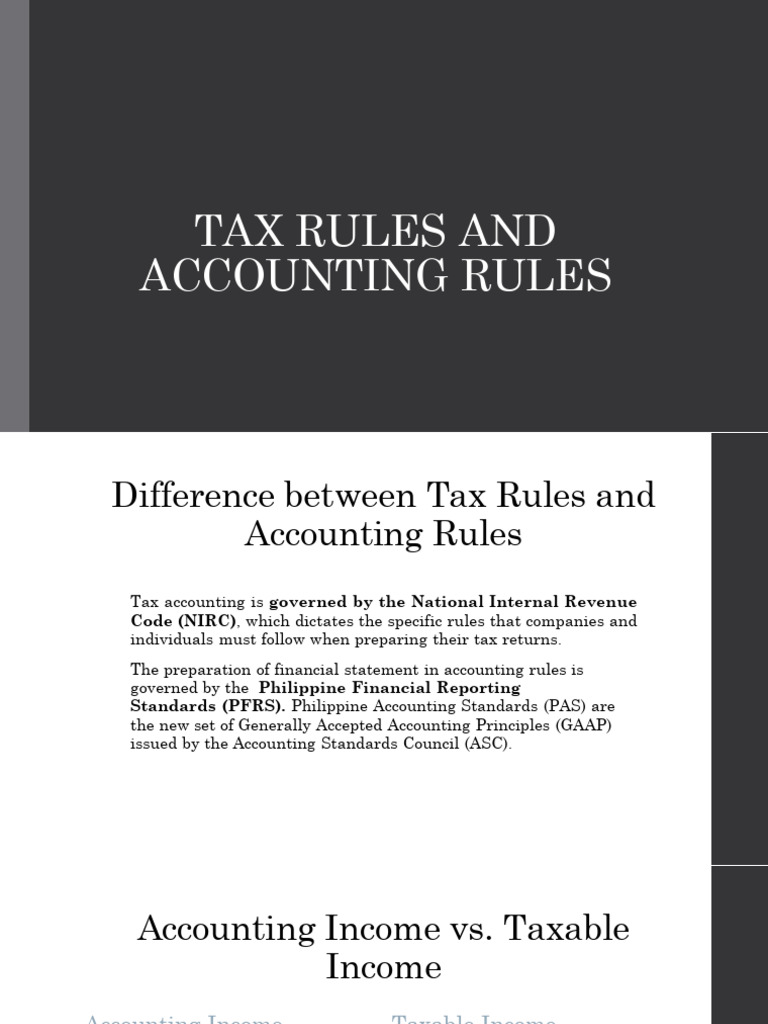 Difference Between Accounting Rules and Tax Rules | PDF | Deferred Tax ...
