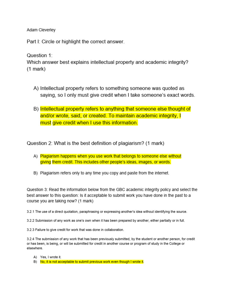 Academic Integrity Assignment | Download Free PDF | Plagiarism | Citation