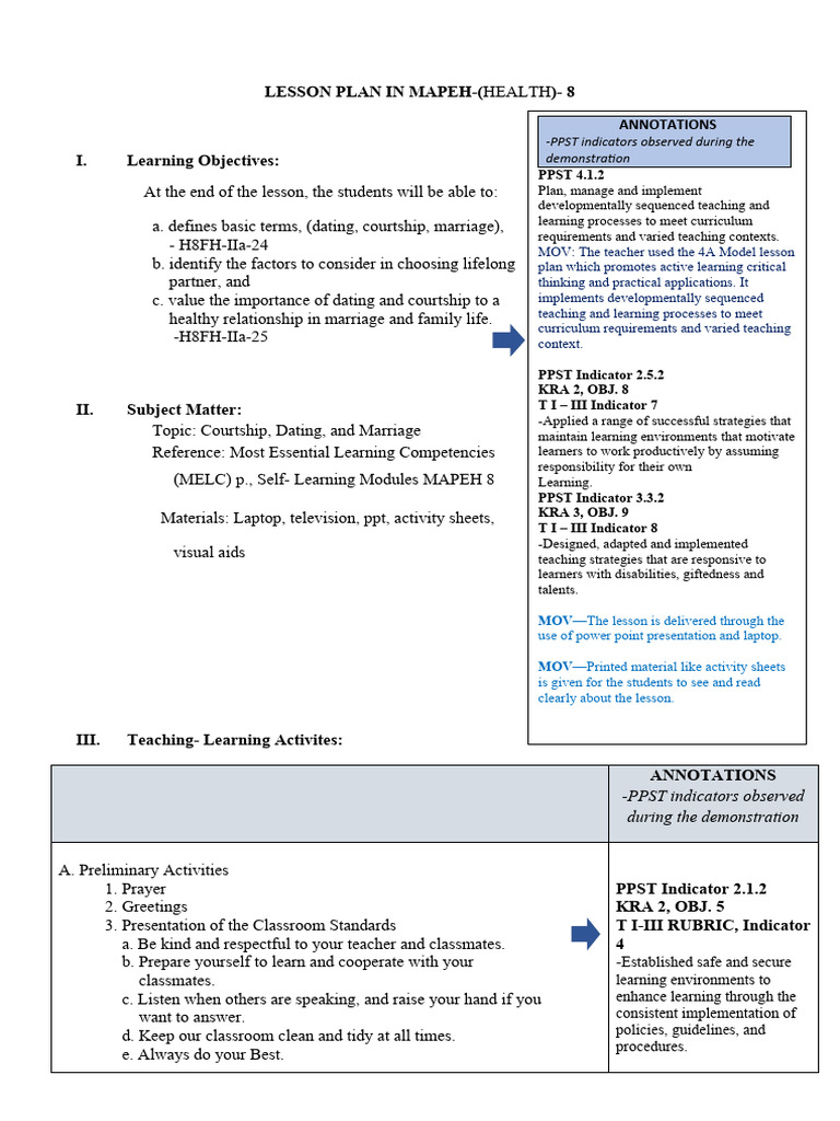Lesson Plan (Dating) | PDF | Courtship | Learning