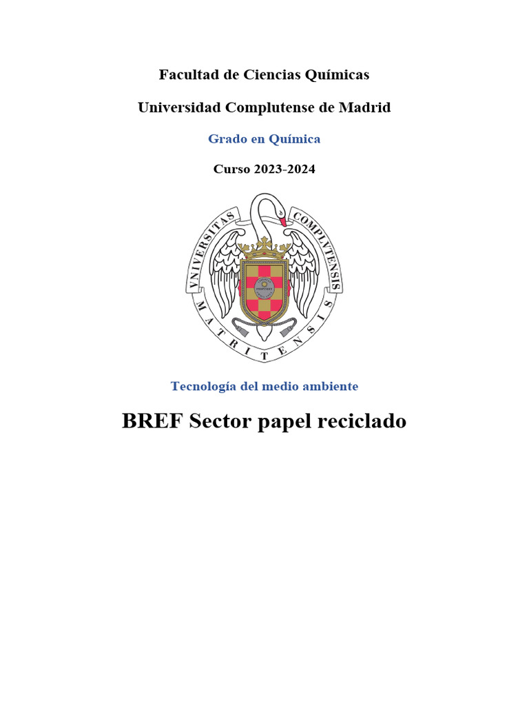 BREF Sector Papel Reciclado | PDF