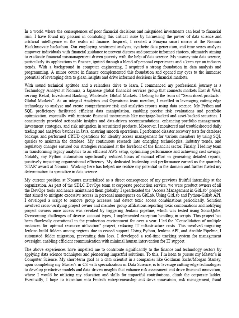 Stevens SOP | Download Free PDF | Databases | Analytics