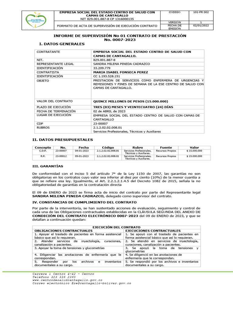 INFORME DE SUPERVISION Acta 02 | PDF