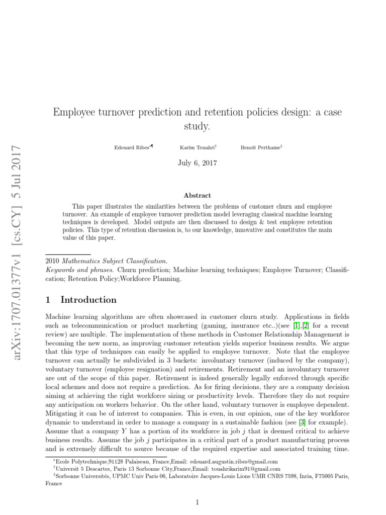 Employee Turnover Prediction | PDF | Employee Retention | Receiver Operating Characteristic