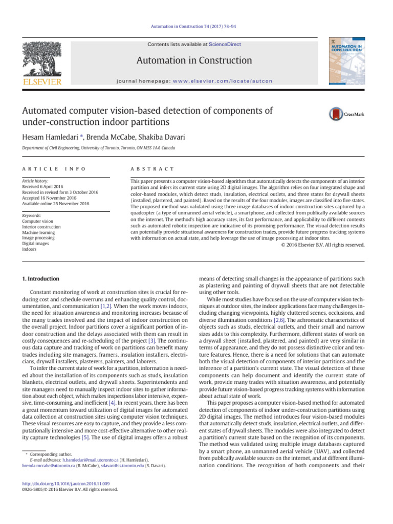 Hamledari_comp vision detection indoor partitions | PDF | Image ...