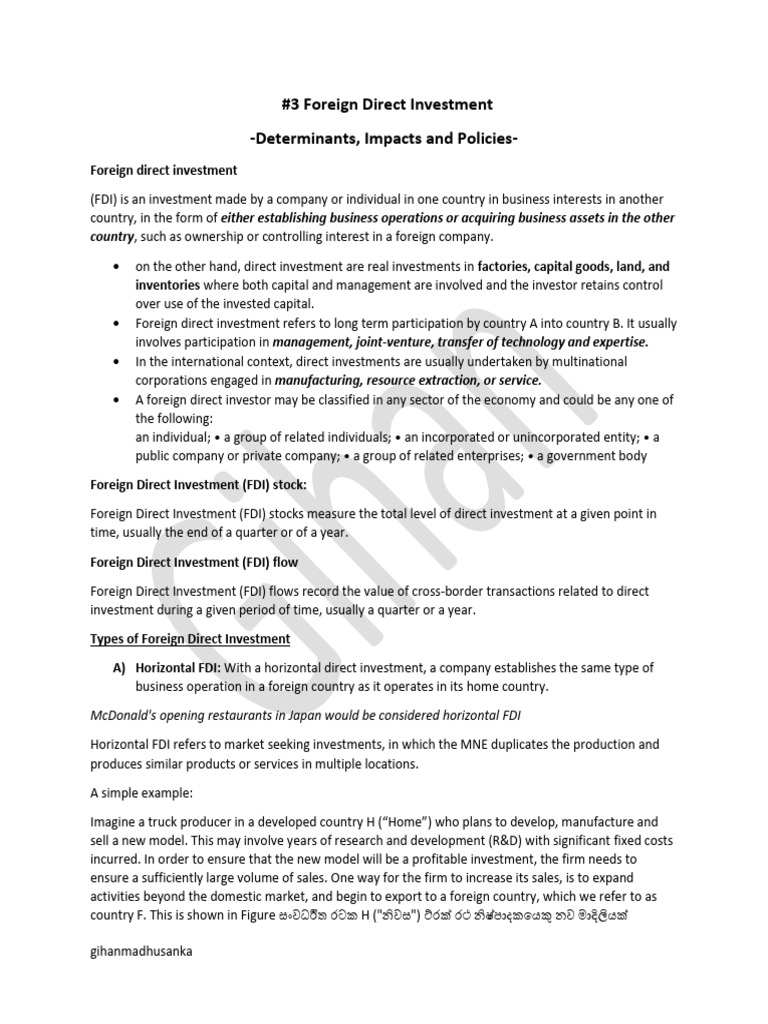 3 Foreign Direct Investment | PDF | Foreign Direct Investment | Economies