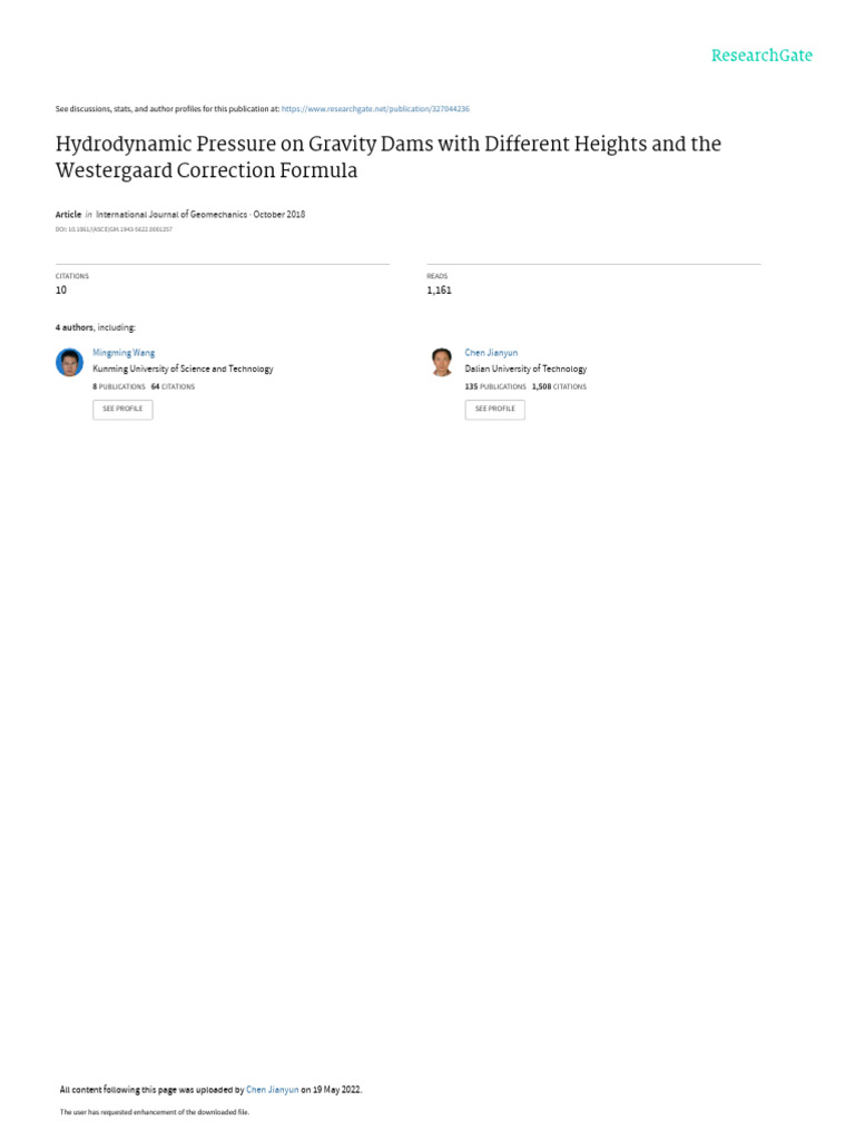 Hydrodynamic Pressureon Gravity Damswith Different Heightsandthe ...