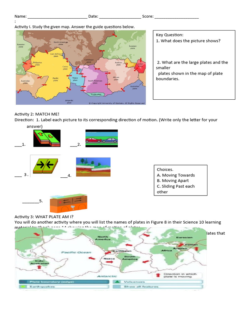 Activity Sheet Plate Boundary | PDF