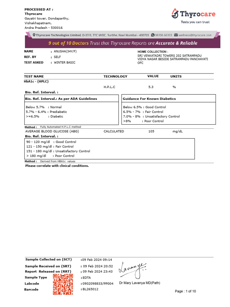 Thyrocare Blood Test Results Summary | PDF | White Blood Cell | Creatinine