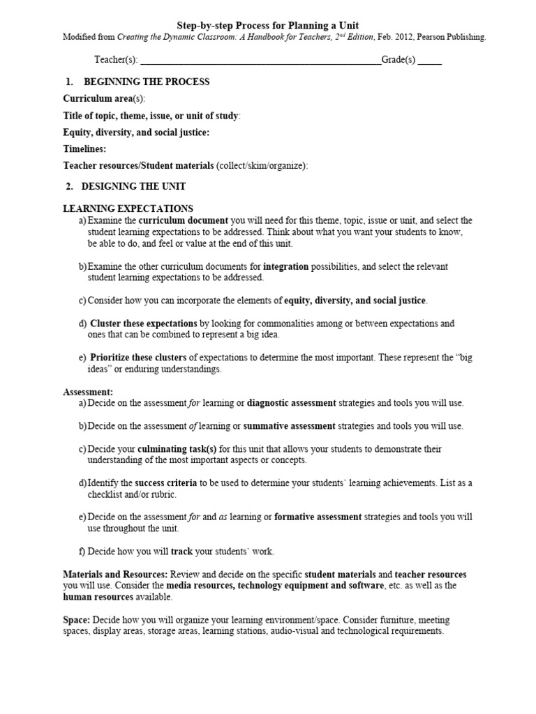 Unit Planning Guide for Educators | PDF | Learning | Intelligence