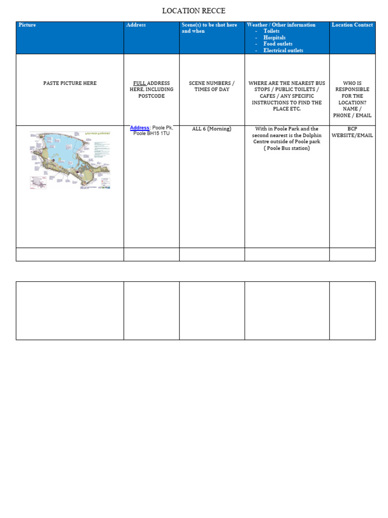Location Recce Pro-Forma | PDF