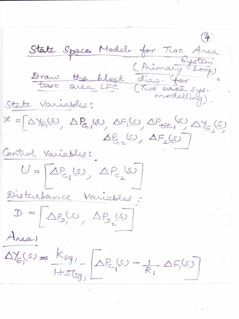 State Space Model of Two Area LFC | PDF
