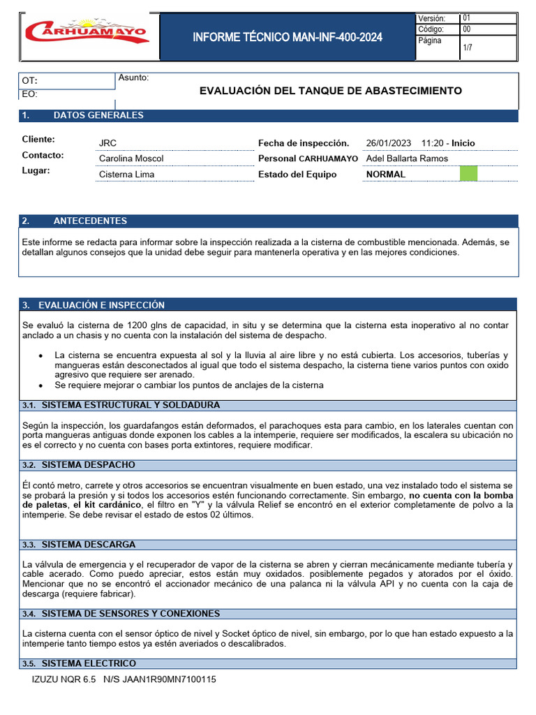 Informe Tecnico Man-Inf | PDF | Bienes manufacturados