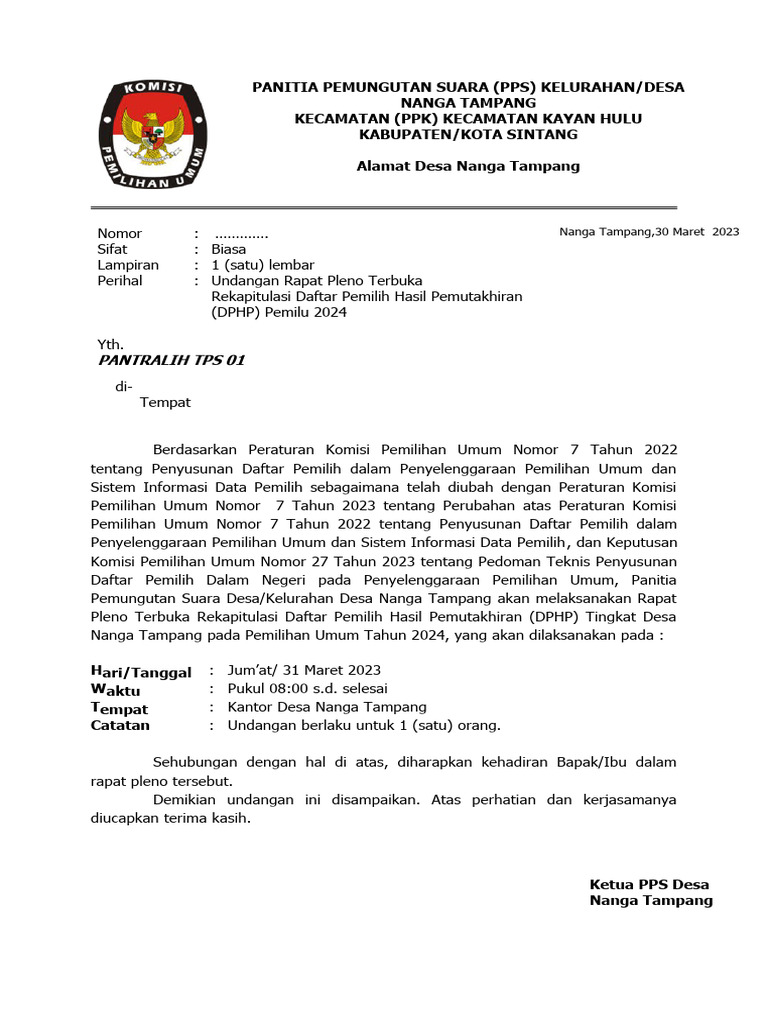 Undangan DPHP Pps | PDF