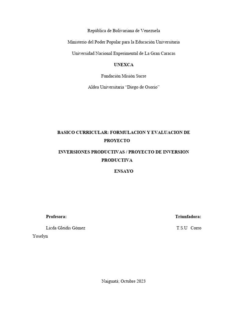 Inversiones Productivas y Proyectos | PDF | Inversiones | Business
