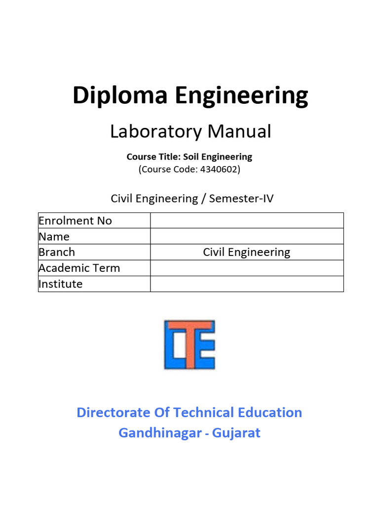 Soil Engineering Lab Manual (4340602) | PDF | Density | Engineering