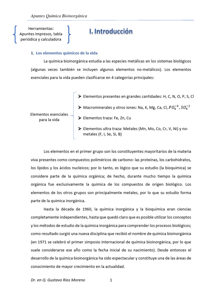 Elementos Esenciales en Química Bioinorgánica | PDF | Compuestos ...