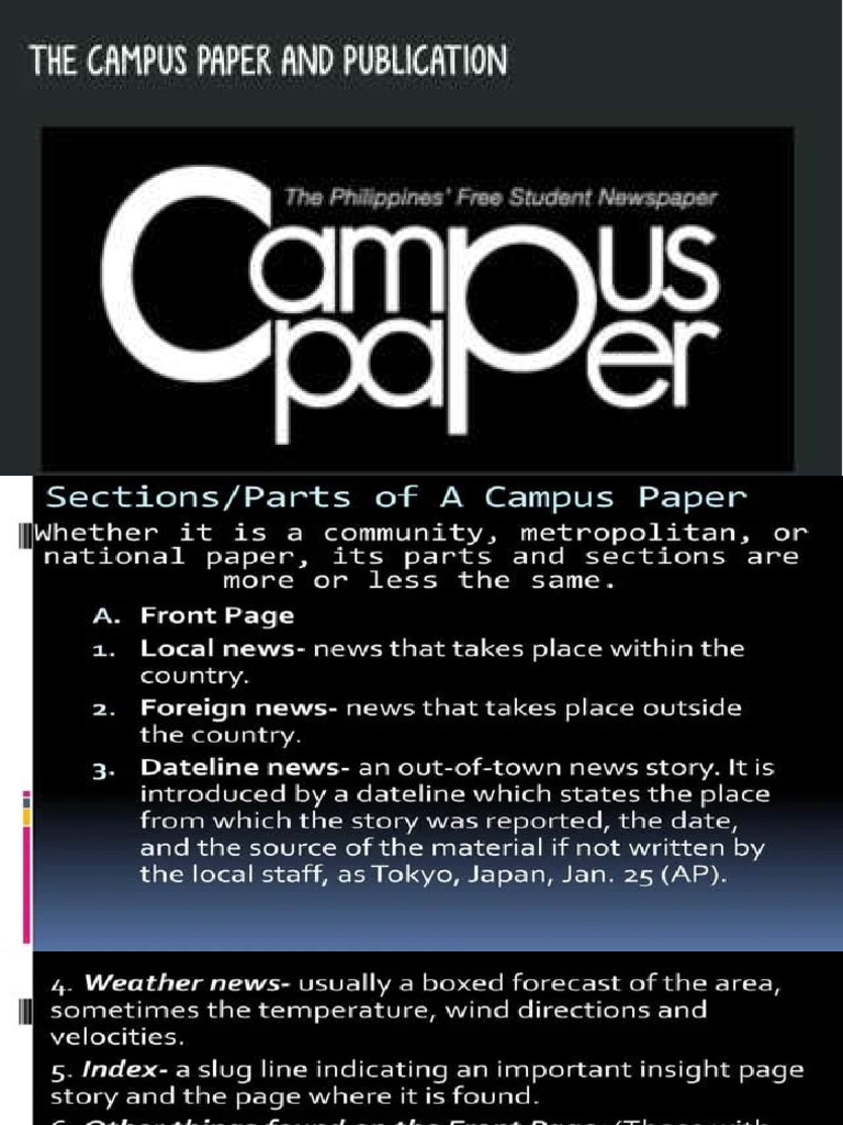 Sections Parts of A Campus Paper | PDF