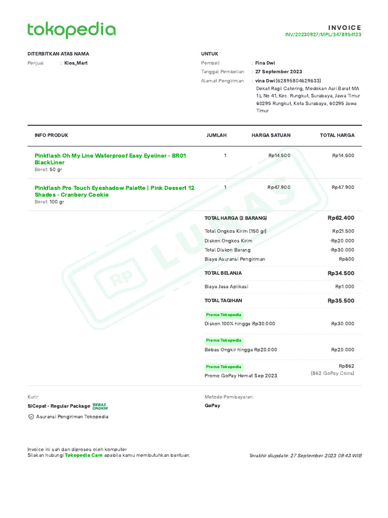 Invoice 3478954123 Pdf