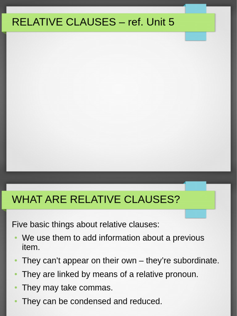 Relative Clauses | PDF | Adjective | Verb