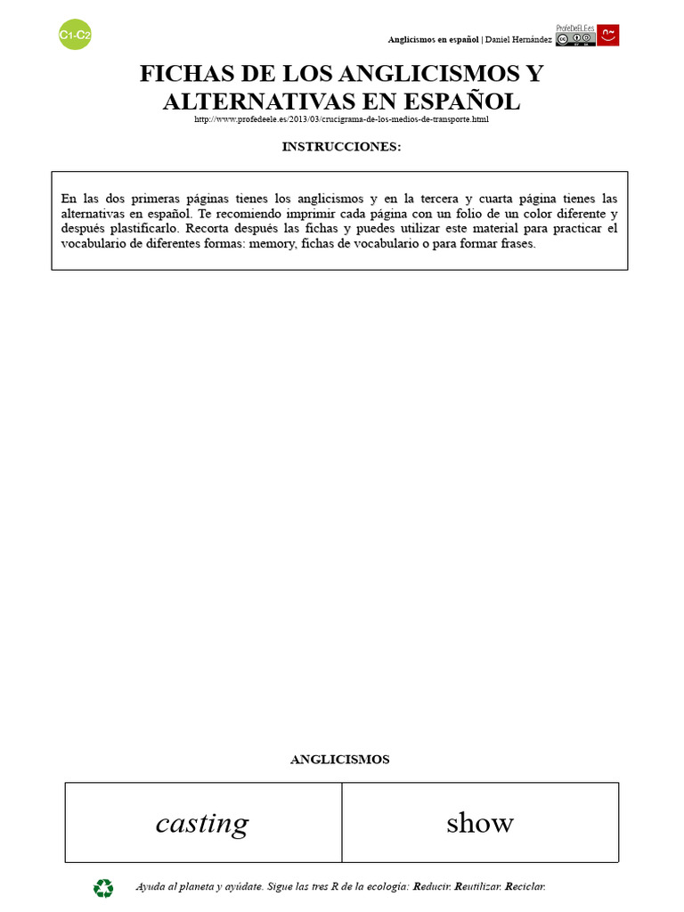 Fichas Anglicismos | PDF