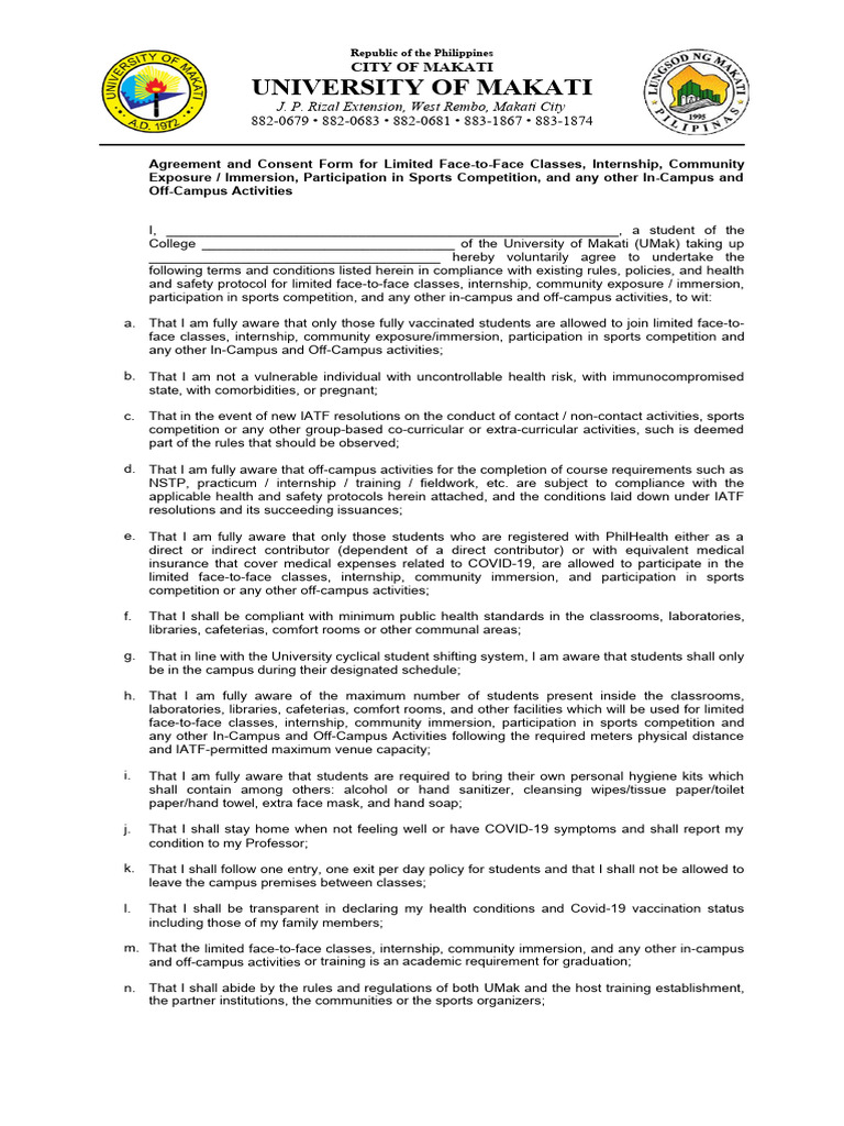 Agreement and Consent Form | PDF