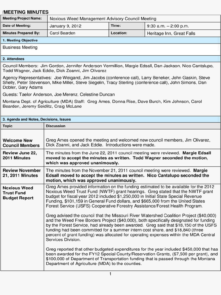 Simple Meeting Minutes Template | PDF