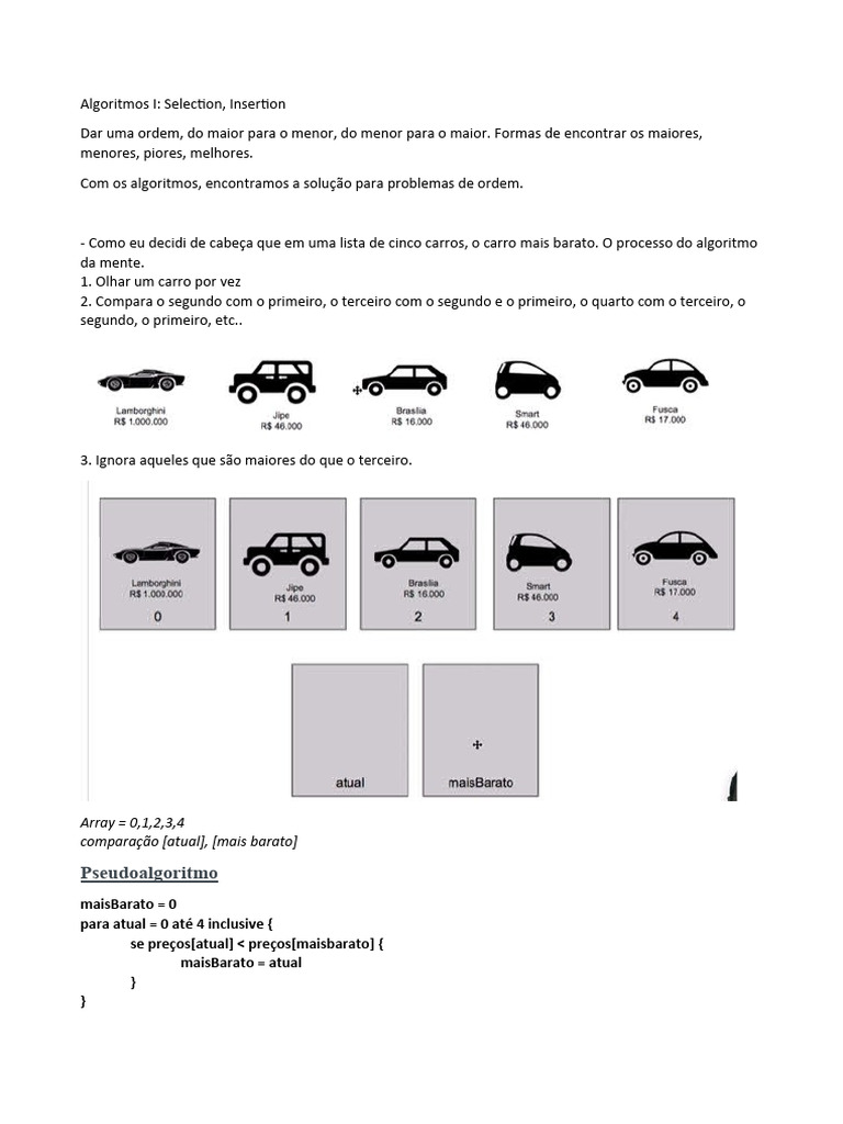 Algoritmos 1 Selection, Insertion | PDF Algoritmos 1 Selection, Insertion | PDF