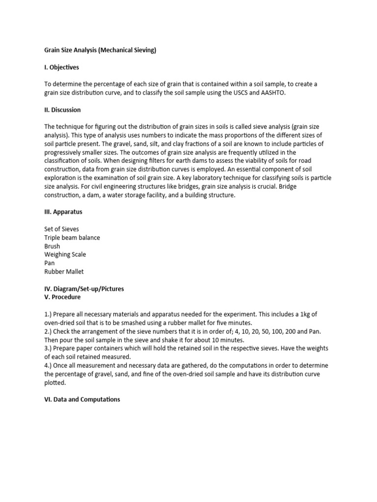 Grain Size Analysis Mechanical Sieving | PDF | Particle Size ...